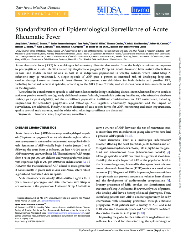 (PDF) Standardization of Epidemiological Surveillance of Acute ...