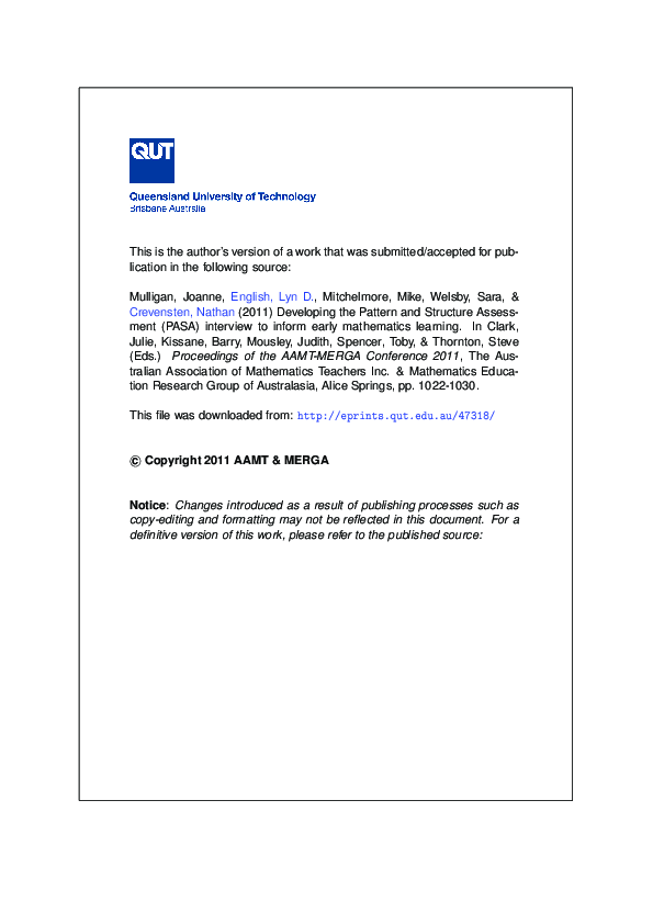 (PDF) Developing the Pattern and Structure Assessment (PASA) interview ...