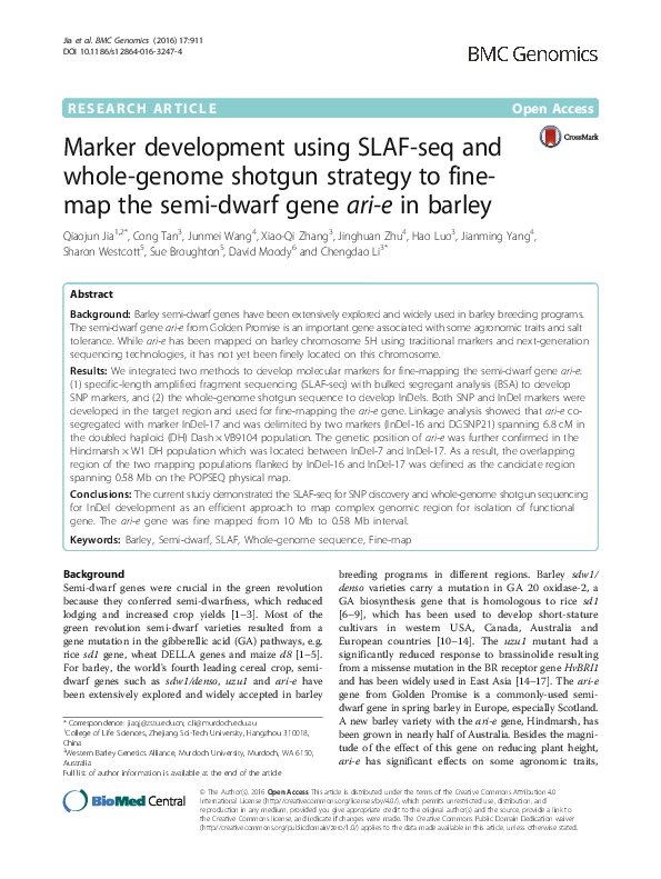 (PDF) Marker development using SLAF-seq and whole-genome shotgun ...