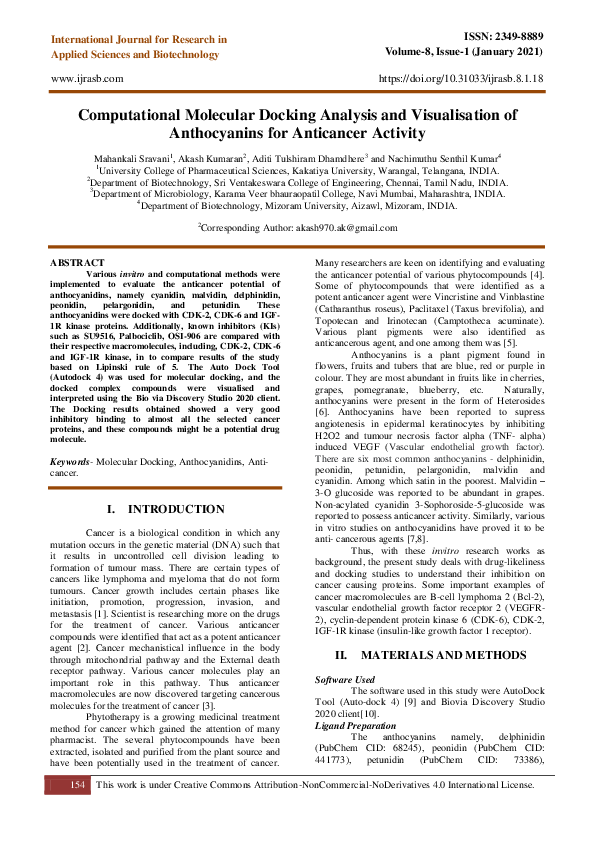 (PDF) Computational Molecular Docking Analysis and Visualisation of ...