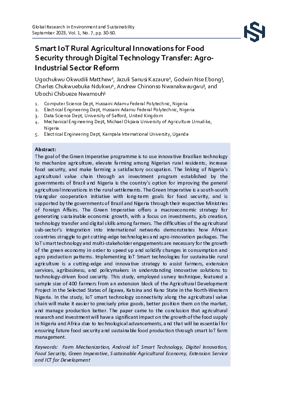 (PDF) Smart IoT Rural Agricultural Innovations for Food Security ...