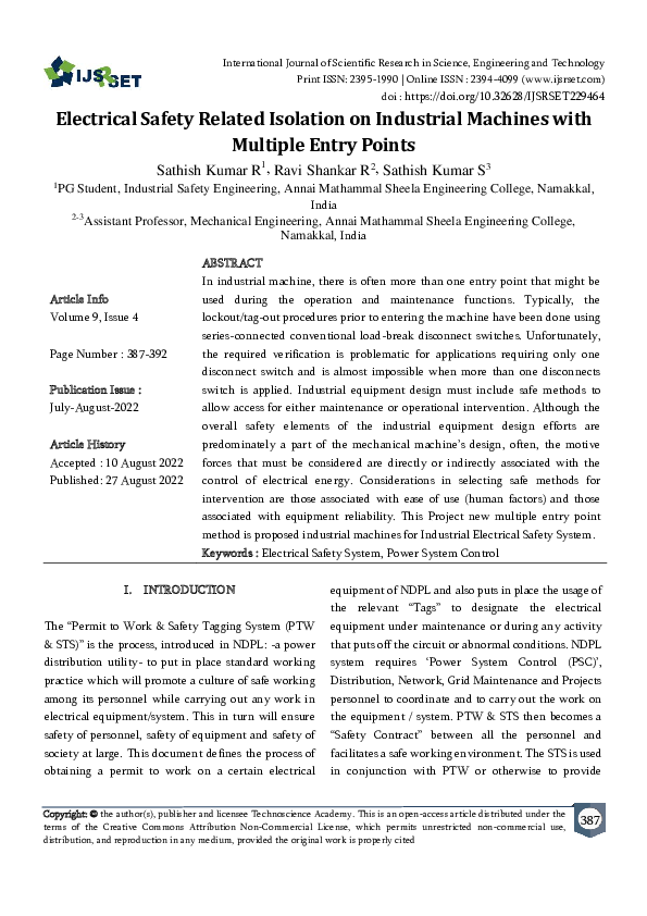 (PDF) Electrical Safety Related Isolation on Industrial Machines with ...