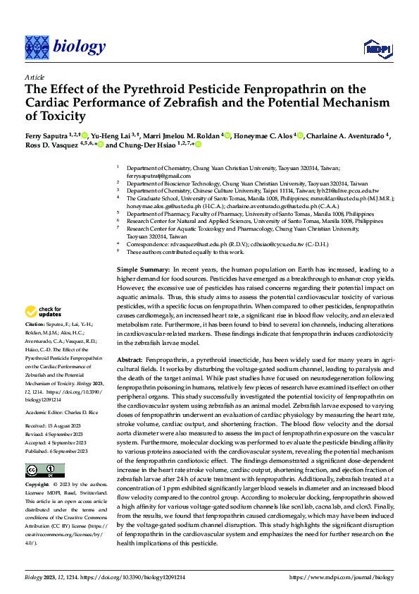 (PDF) The Effect of the Pyrethroid Pesticide Fenpropathrin on the Cardiac Performance of ...