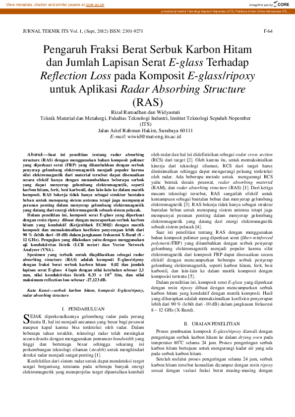 (PDF) Pengaruh Fraksi Berat Serbuk Karbon Hitam Dan Jumlah Lapisan ...