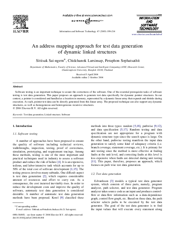 (PDF) An address mapping approach for test data generation of dynamic ...
