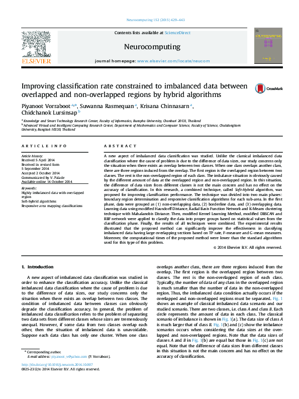 (PDF) Improving classification rate constrained to imbalanced data between overlapped and non ...