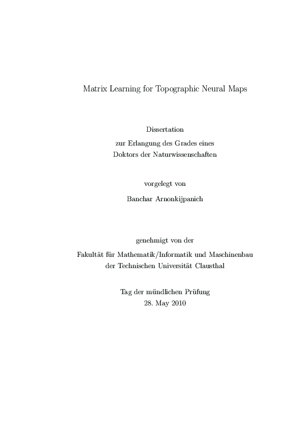 (PDF) Matrix Learning for Topographic Neural Maps