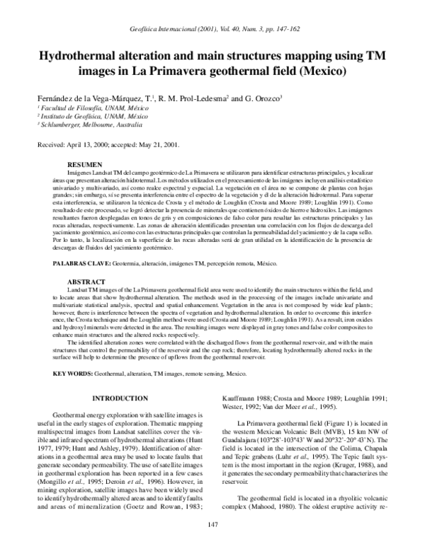 (PDF) Hydrothermal alteration and main structures mapping using TM ...