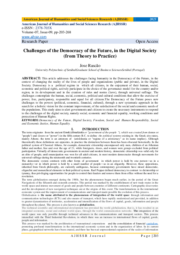 (PDF) Challenges of the Democracy of the Future, in the Digital Society ...