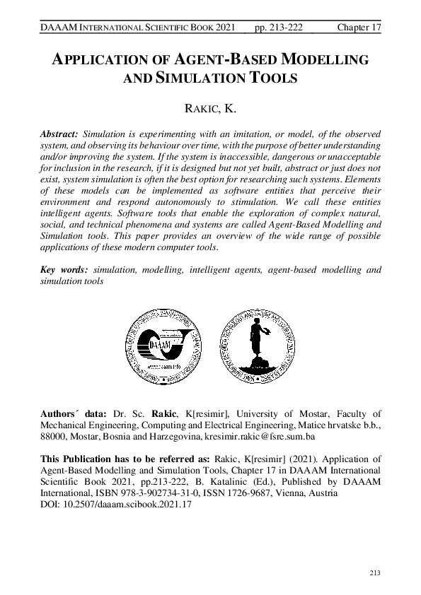 (PDF) Application of Agent-Based Modelling and Simulation Tools