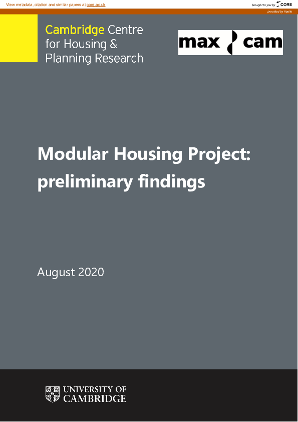 (PDF) Modular Housing Project: Preliminary Findings