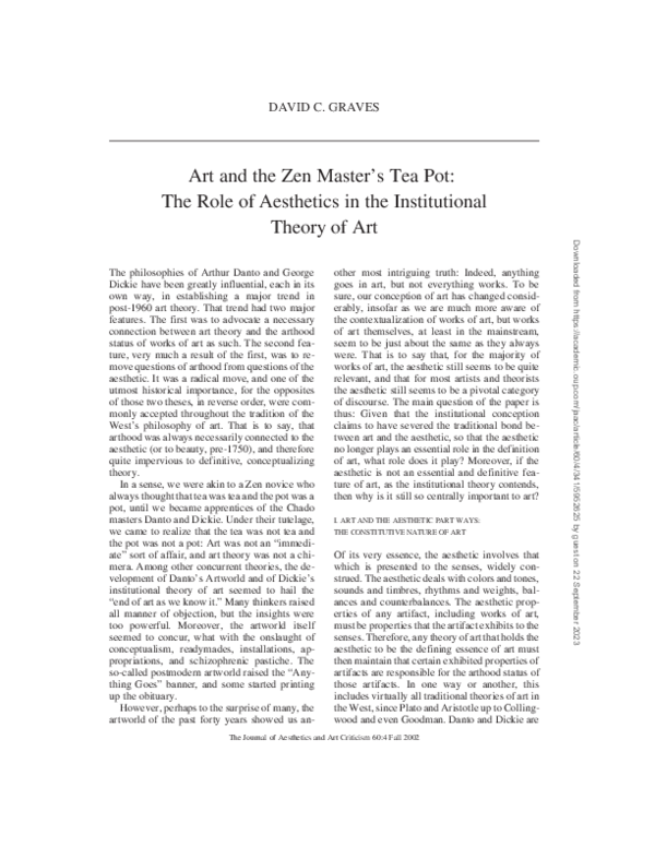 (PDF) Art and the Zen Master's Tea Pot: The Role of Aesthetics in the ...