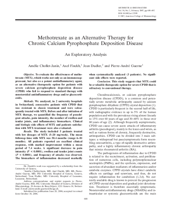 (PDF) Methotrexate as an alternative therapy for chronic calcium ...
