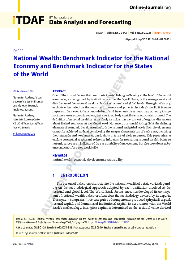 (PDF) National Wealth: Benchmark Indicator for the National Economy and ...