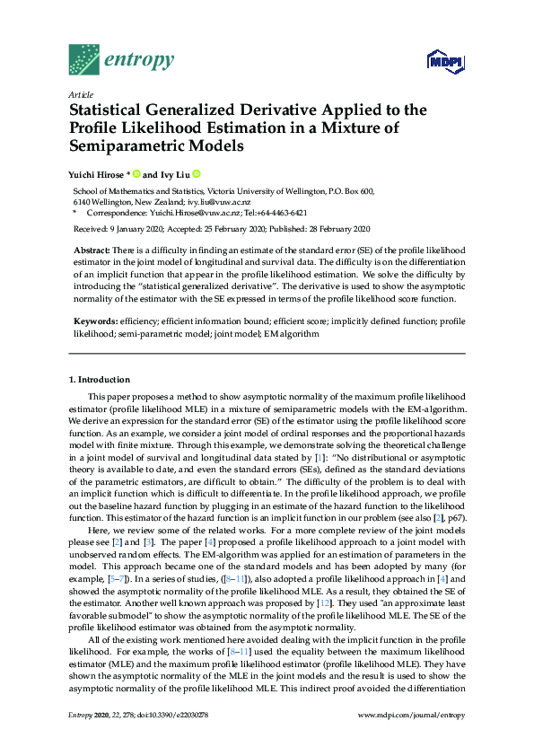 (PDF) Statistical Generalized Derivative Applied to the Profile ...