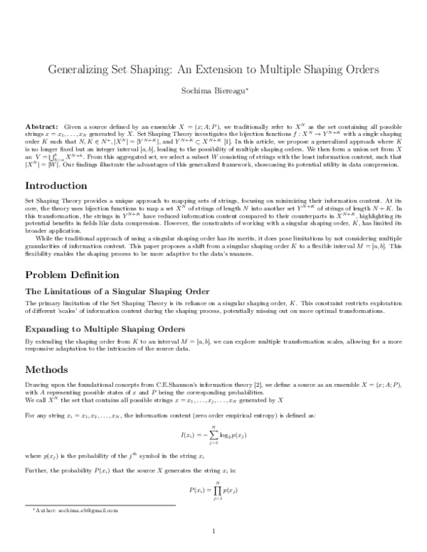 (PDF) Generalizing Set Shaping: An Extension to Multiple Shaping Orders