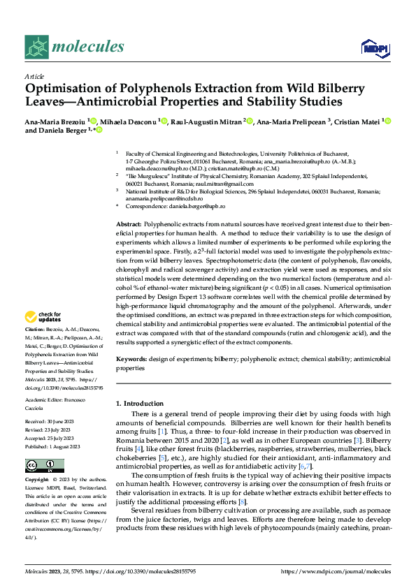 (PDF) Optimizing Polyphenol Extraction from Bilberry