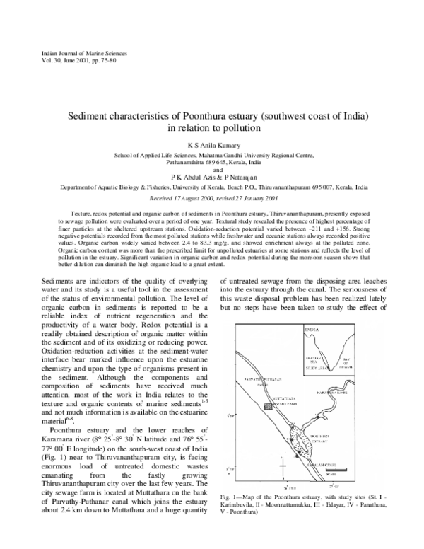 (PDF) Sediment characteristics of Poonthura estuary (southwest coast of ...