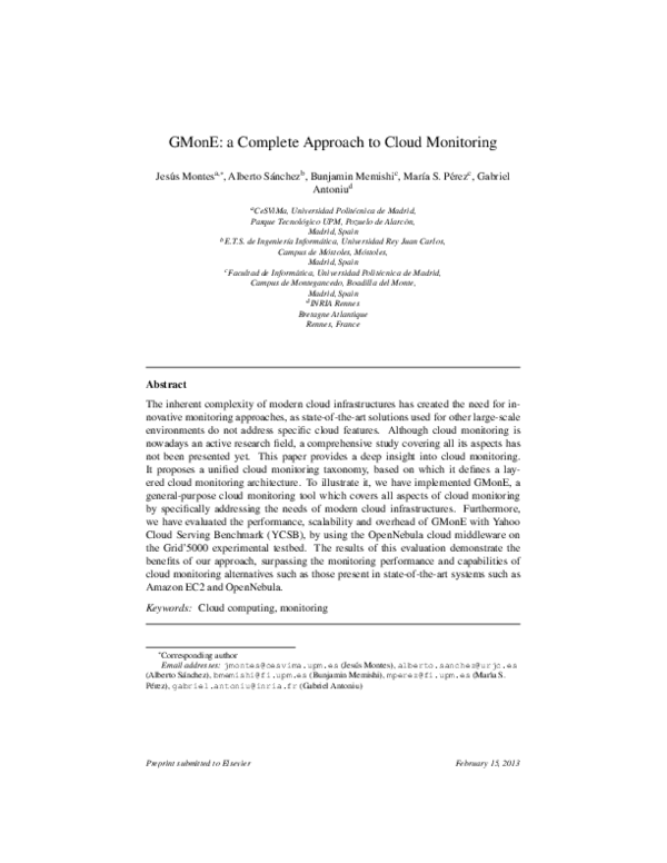 (PDF) GMonE: A New Cloud Monitoring Framework