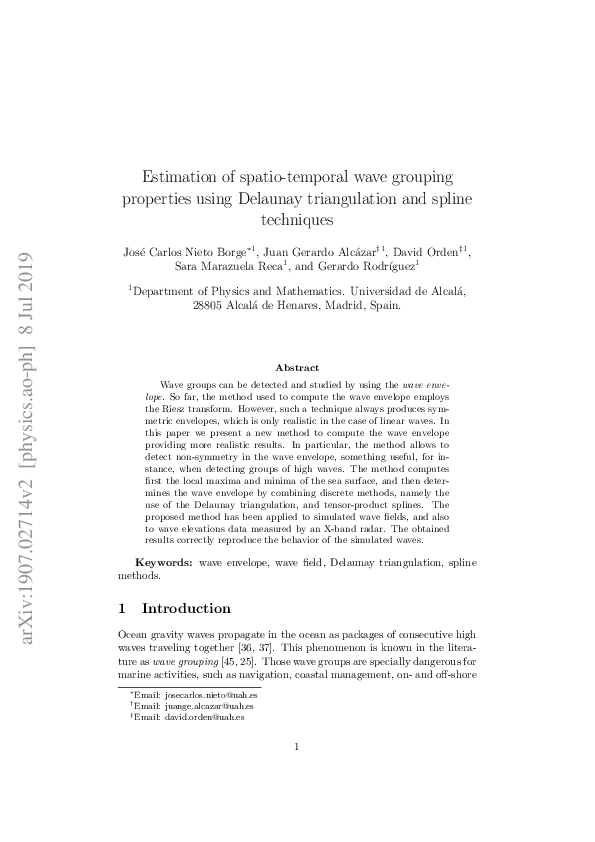 (PDF) Estimation of spatio-temporal wave grouping properties using Delaunay triangulation and ...