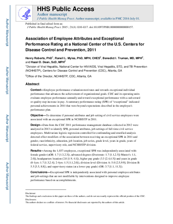 (PDF) Association of Employee Attributes and Exceptional Performance ...