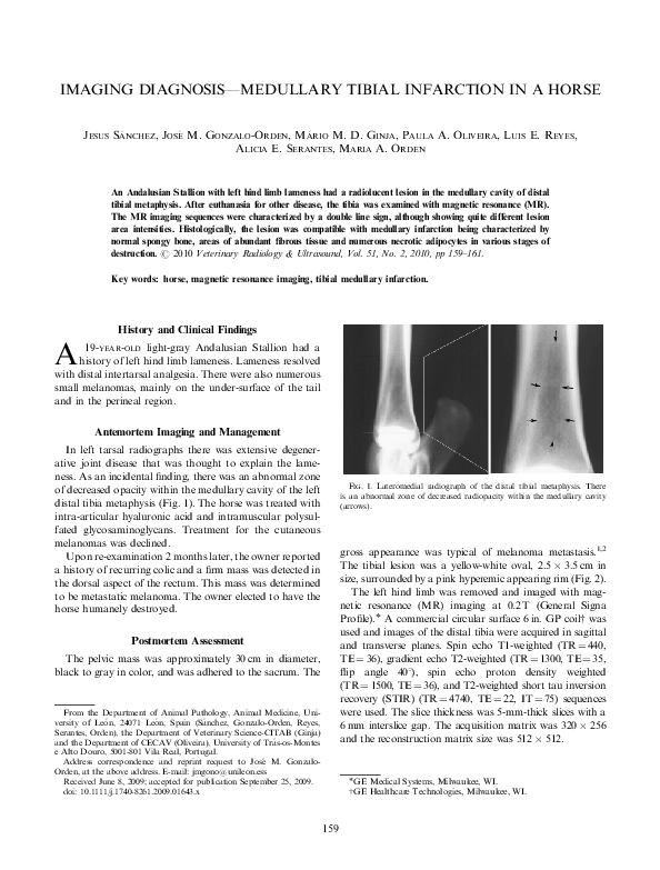(PDF) Imaging Diagnosis-Medullary Tibial Infarction in a Horse