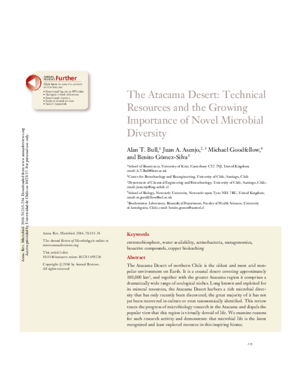 (PDF) The Atacama Desert: Technical Resources and the Growing Importance of Novel Microbial ...