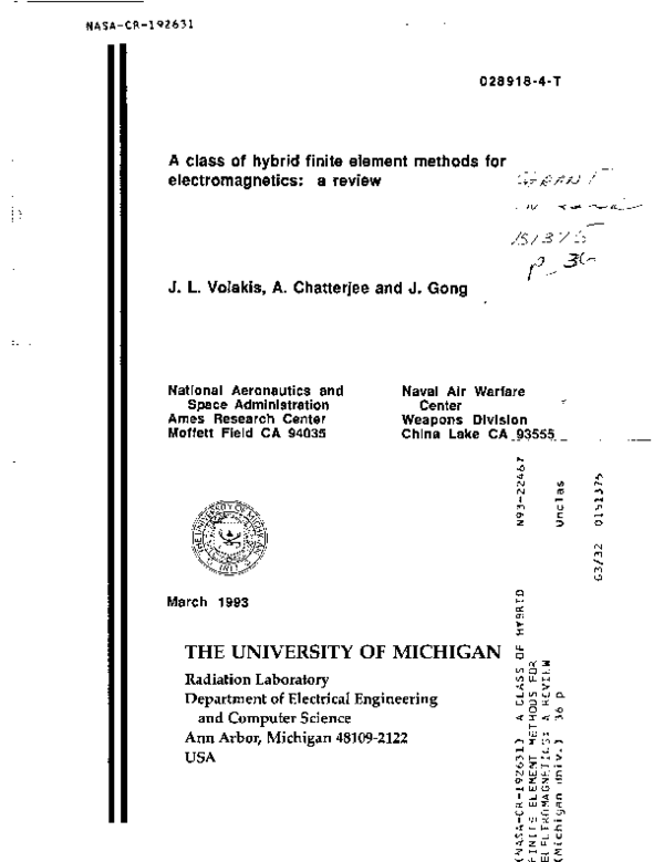 Pdf A Class Of Hybrid Finite Element Methods For Electromagnetics A Review 