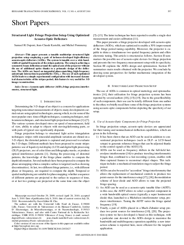 (PDF) Optimized Light Projection with AODs