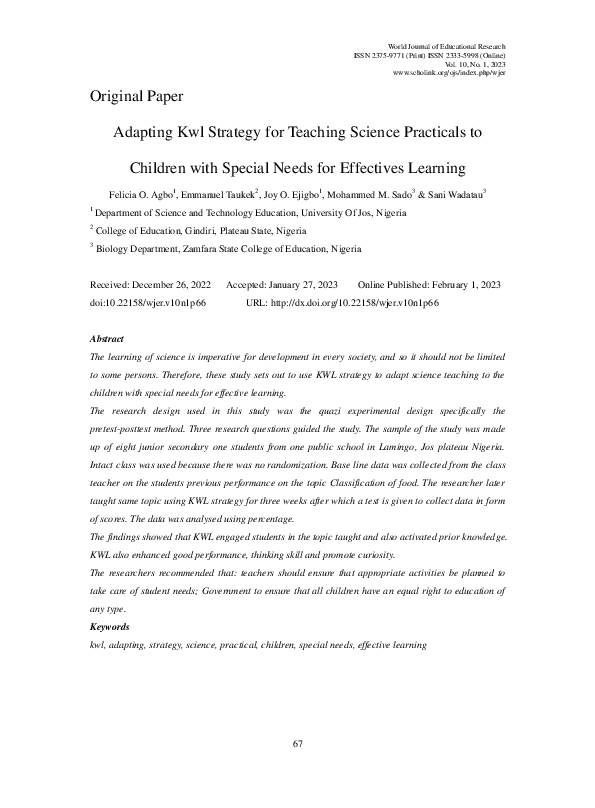 (PDF) Adapting Kwl Strategy for Teaching Science Practicals to Children ...