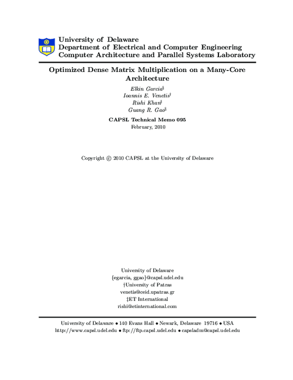 (PDF) University of Delaware Department of Electrical and Computer Engineering Computer ...