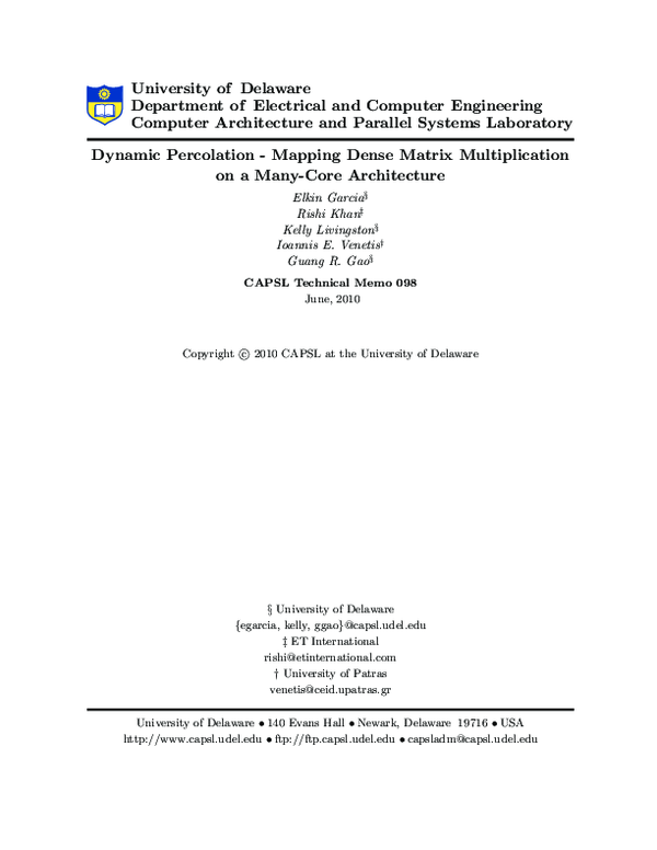 (PDF) Computer Architecture and Parallel Systems Laboratory Dynamic Percolation-Mapping Dense ...