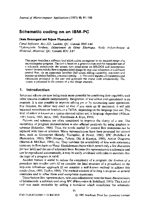 (PDF) Schematic coding on an IBM PC