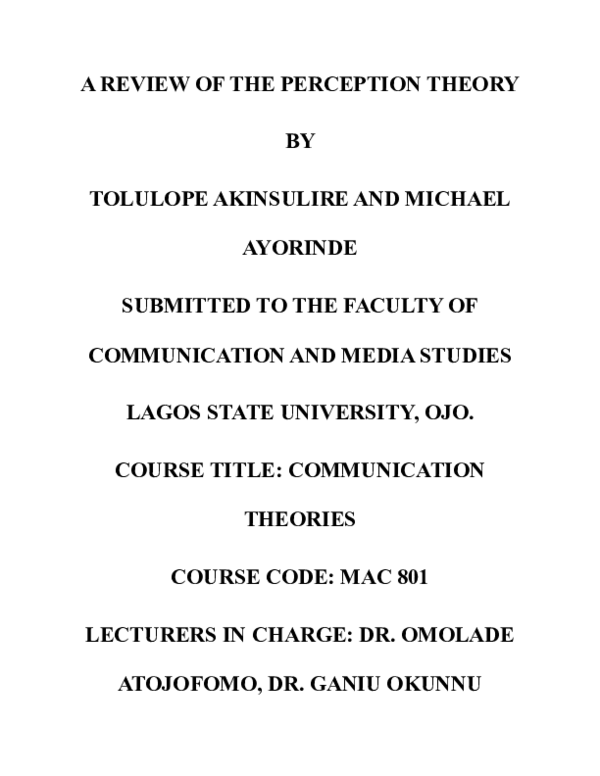 (DOC) PERCEPTION THEORY