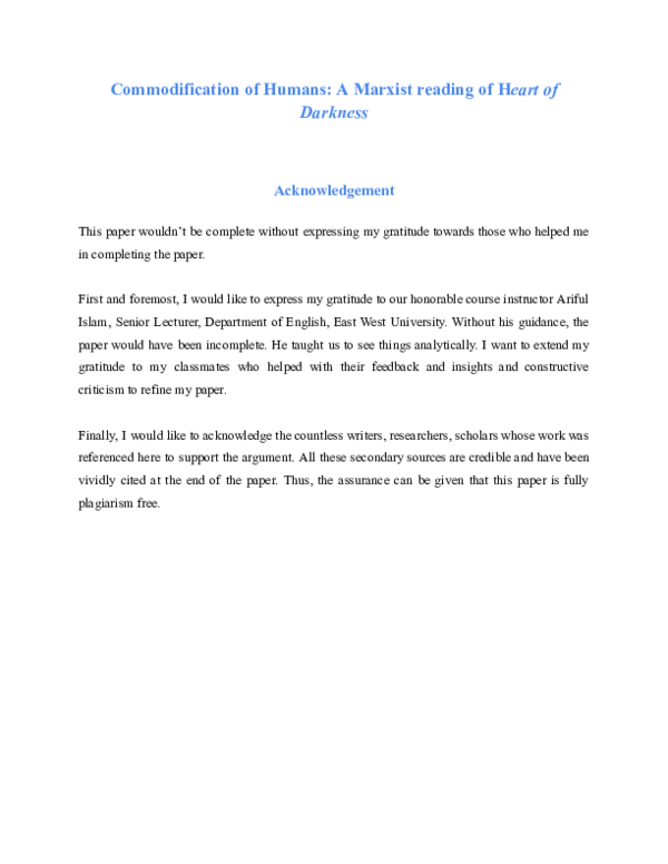 (PDF) Commodification of Humans: A Marxist reading of Heart of Darkness