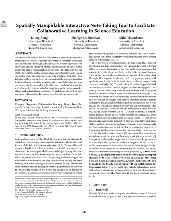 (PDF) Spatially Manipulable Interactive Note Taking Tool to Facilitate ...