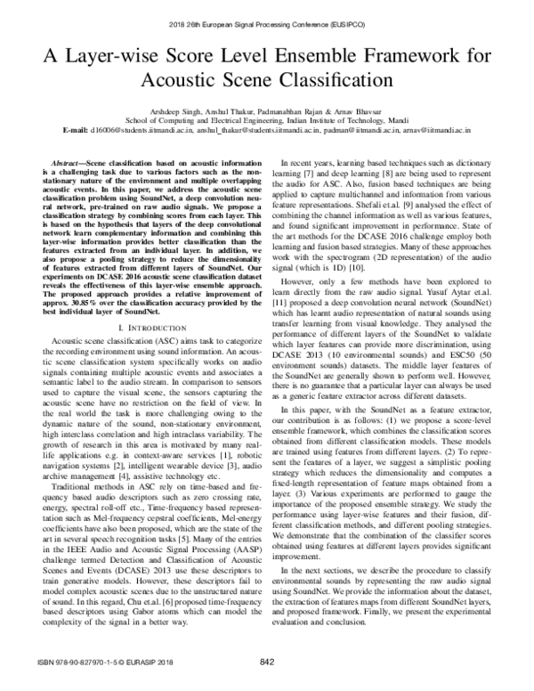 (PDF) A Layer-wise Score Level Ensemble Framework for Acoustic Scene Classification