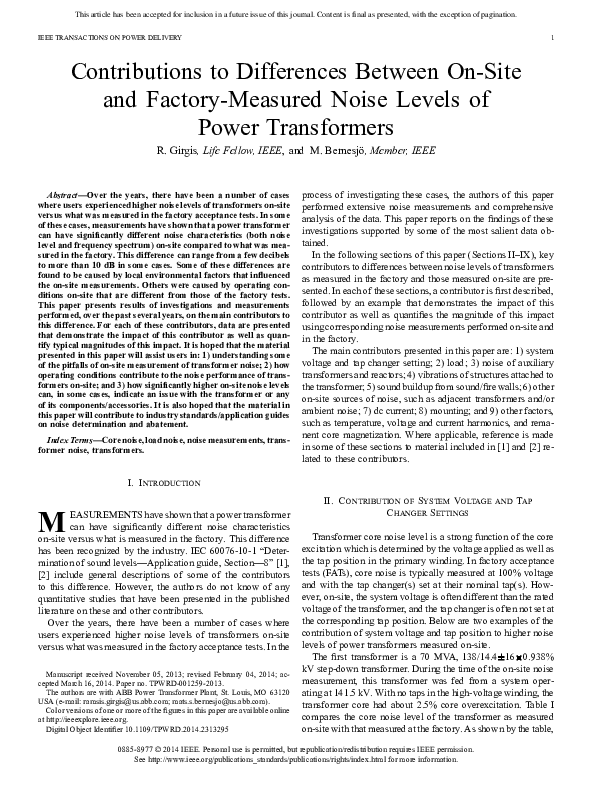 (PDF) Contributions to Differences Between On-Site and Factory-Measured ...