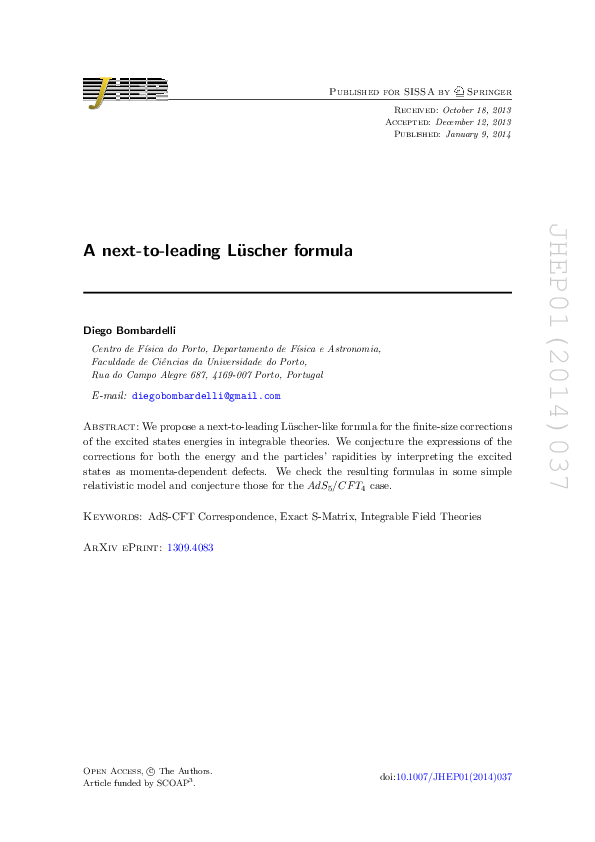 (PDF) A next-to-leading Lüscher formula