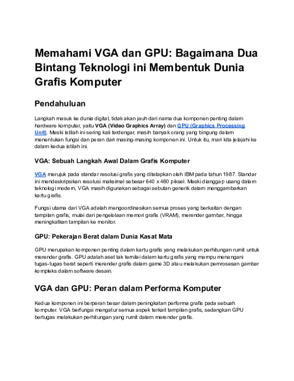 (PDF) Memahami VGA dan GPU: Bagaimana Dua Bintang Teknologi ini ...