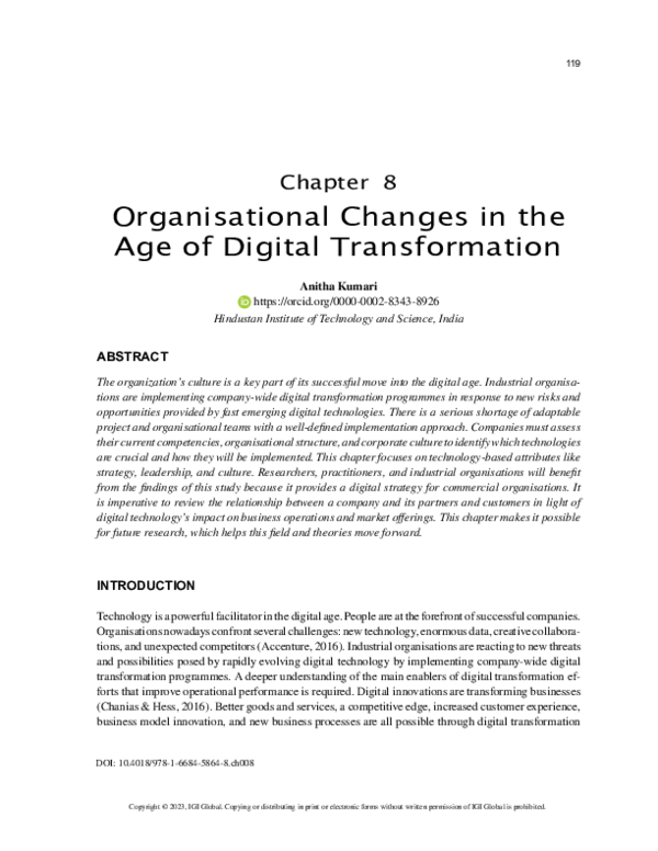 (PDF) Organisational Changes in the Age of Digital Transformation