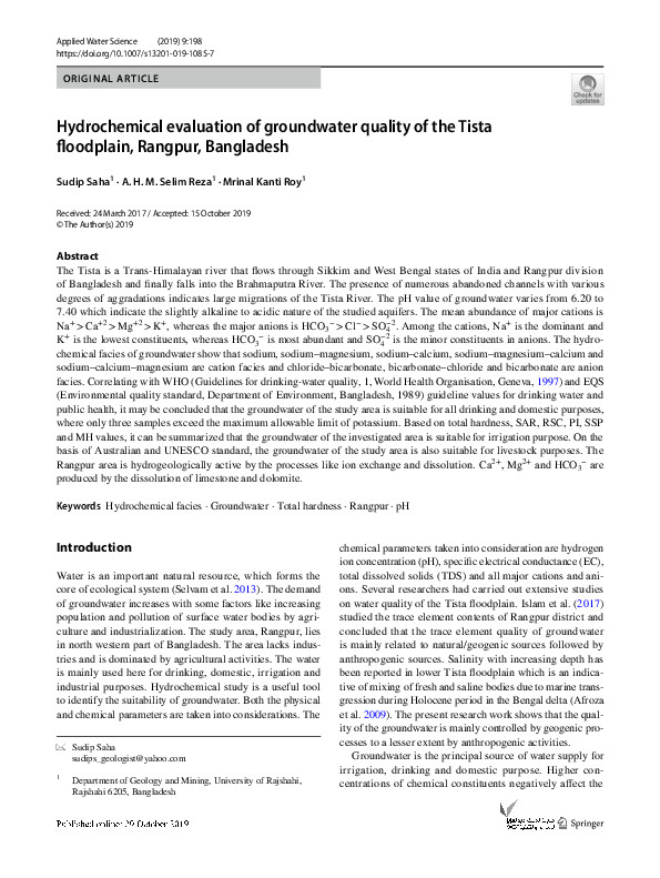 (PDF) Hydrochemical evaluation of groundwater quality in the Çavuşçayı ...