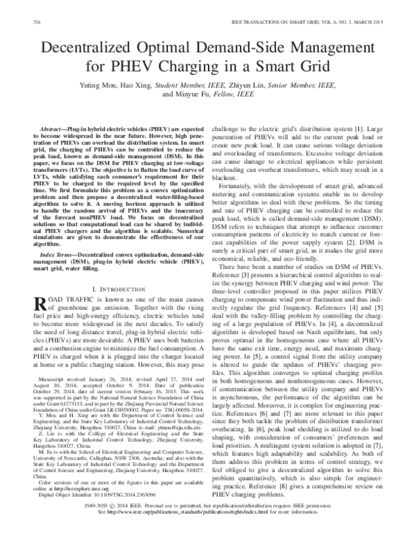 (PDF) Decentralized Optimal Demand-Side Management for PHEV Charging in ...