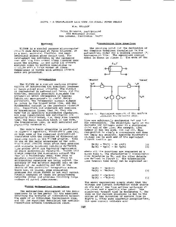 (PDF) Tlcode - a transmission line code for pulsed power design