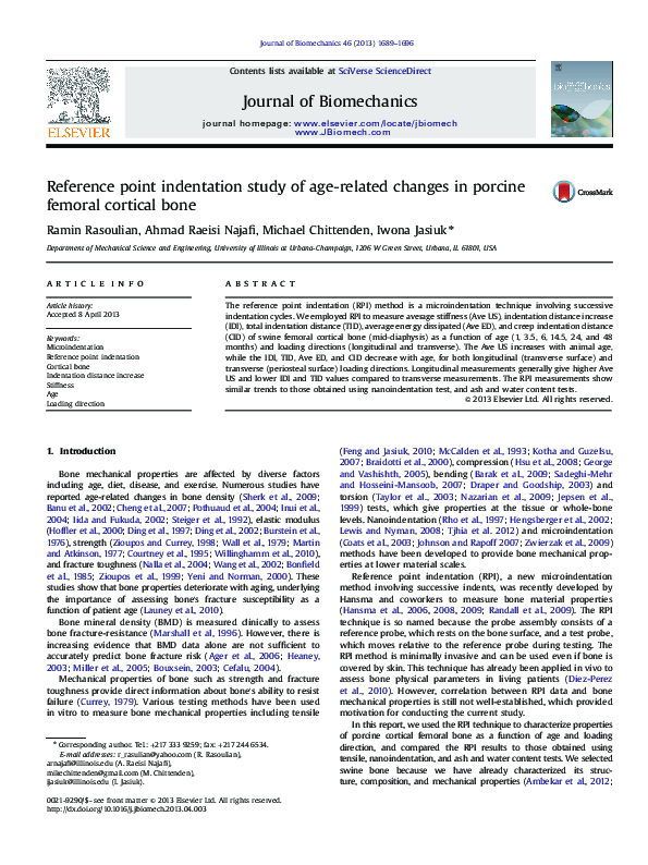 (PDF) Reference point indentation study of age-related changes in ...