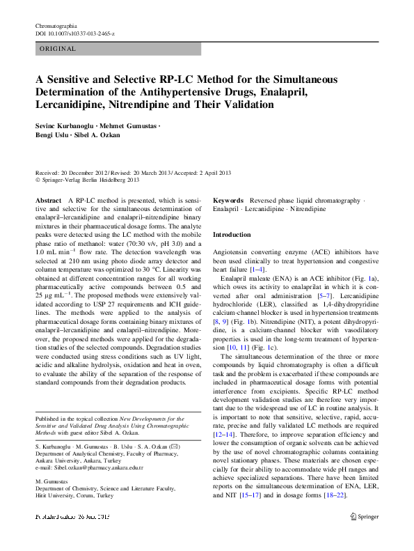 (PDF) A Sensitive and Selective RP-LC Method for the Simultaneous Determination of the ...
