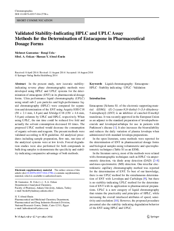 (PDF) Validated Stability-Indicating HPLC and UPLC Assay Methods for the Determination of ...