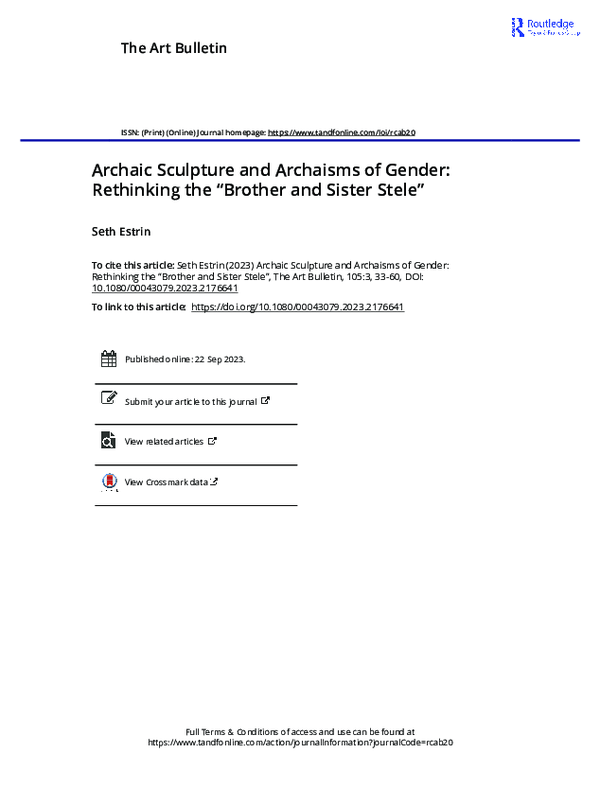 (PDF) Archaic Sculpture and Archaisms of Gender: Rethinking the ...