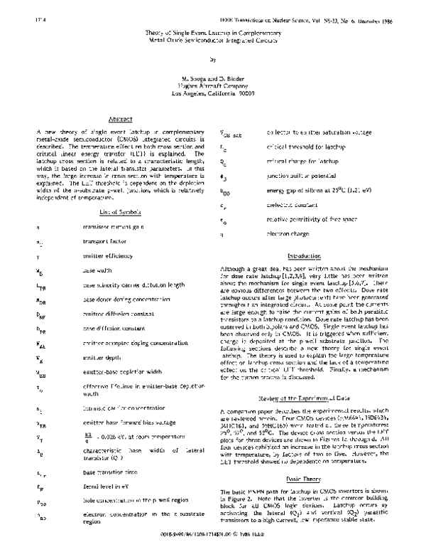 (PDF) Theory of Single Event Latchup in Complementary Metal-Oxide ...