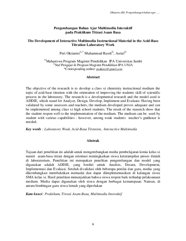 (PDF) Pengembangan Bahan Ajar Multimedia Interaktif pada Praktikum Titrasi Asam Basa